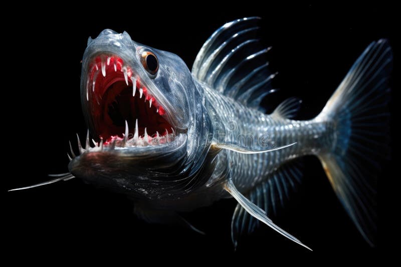 A Viperfish with Its Sharp Teeth, Illuminated by Its Own Light Stock ...