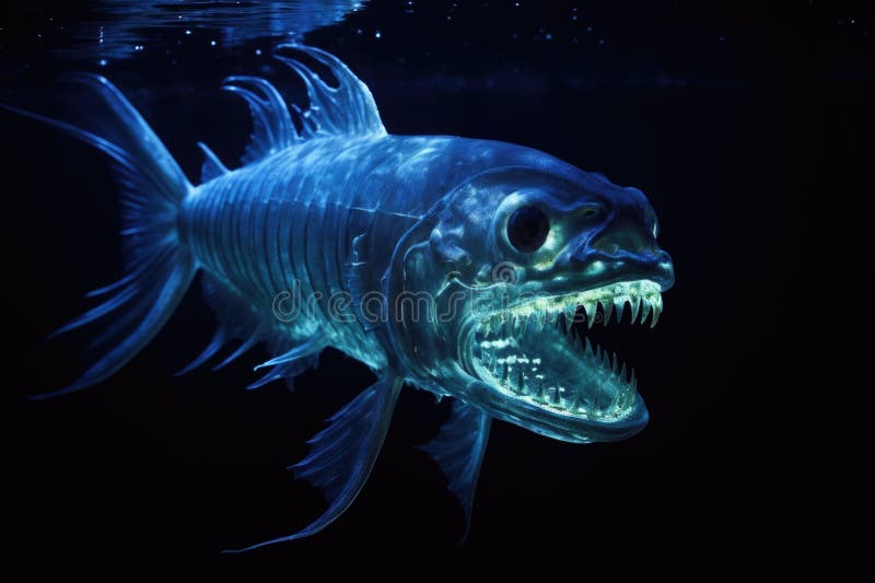 A Viperfish with Its Sharp Teeth Visible and Bioluminescent Light ...