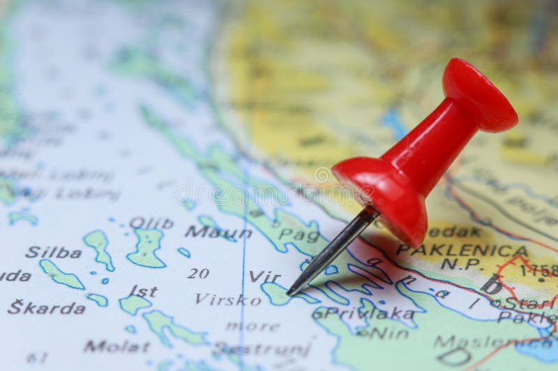 Vir, Croatia pin on map stock photo. Image of country - 370078396