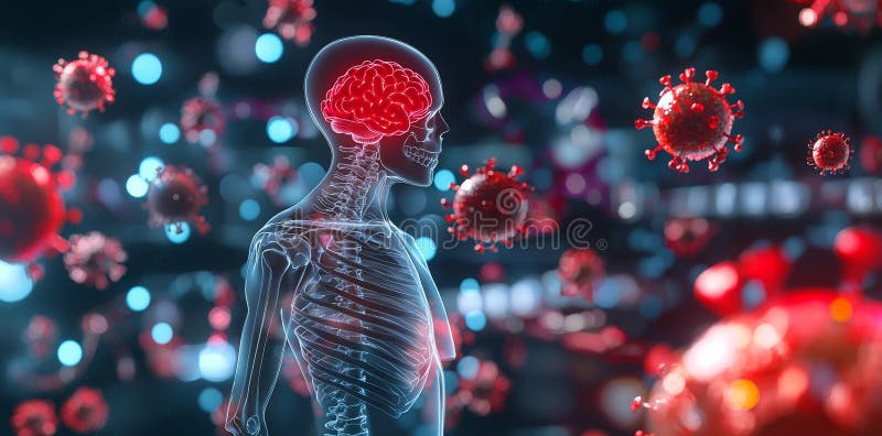 Viral Attack on Human Skeleton 3D Medical Illustration Stock Photo ...