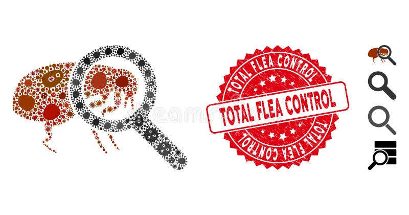 Viral Collage Total Flea Control Icon with Distress Round Total Flea ...