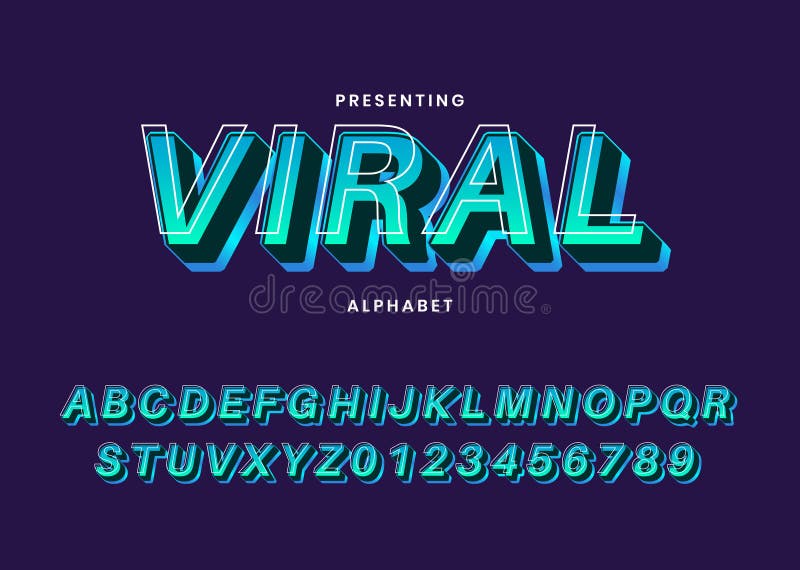Viral 3d Bold and Vibrant Gradient Font Alphabet. Stock Vector ...