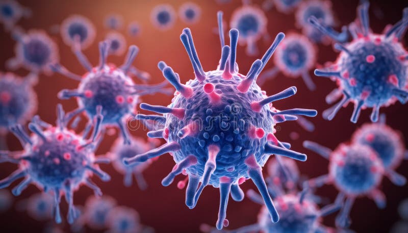 Viral Infection - a Microscopic View of a Group of Viruses Stock ...