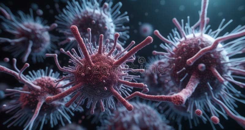 Viral Infection - a Microscopic View of a Group of Viruses Stock ...