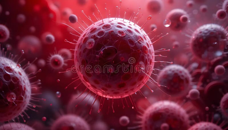 Viral Infection Microscopic View Stock Illustration - Illustration of ...
