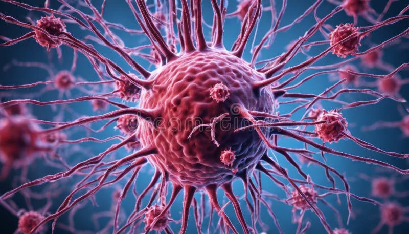 Viral Infection - a Microscopic View of a Virus Invading a Cell Stock ...