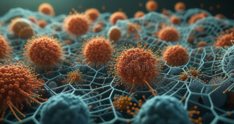 Viral Infection - a Microscopic View of a Virus Spreading through a ...