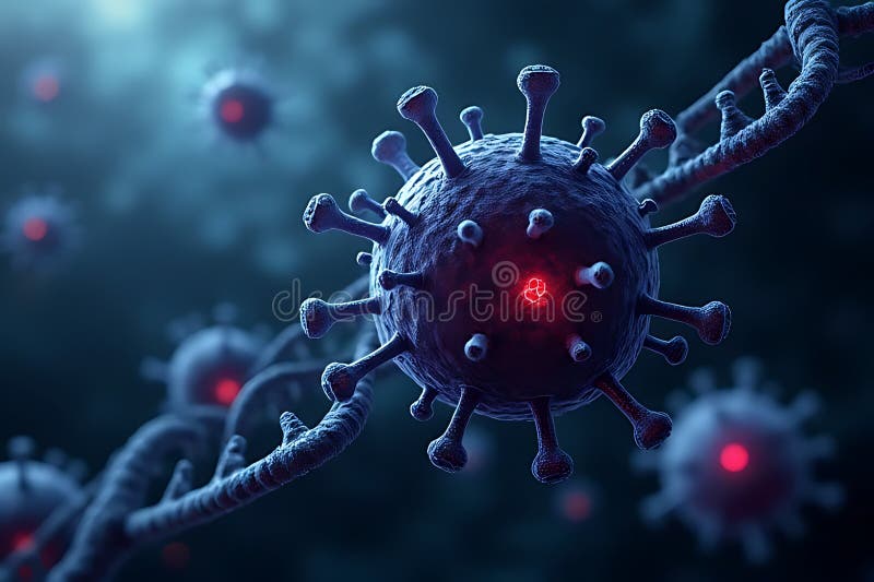 Viral Infection Spread Microscopic View Digital Illustration Scientific ...