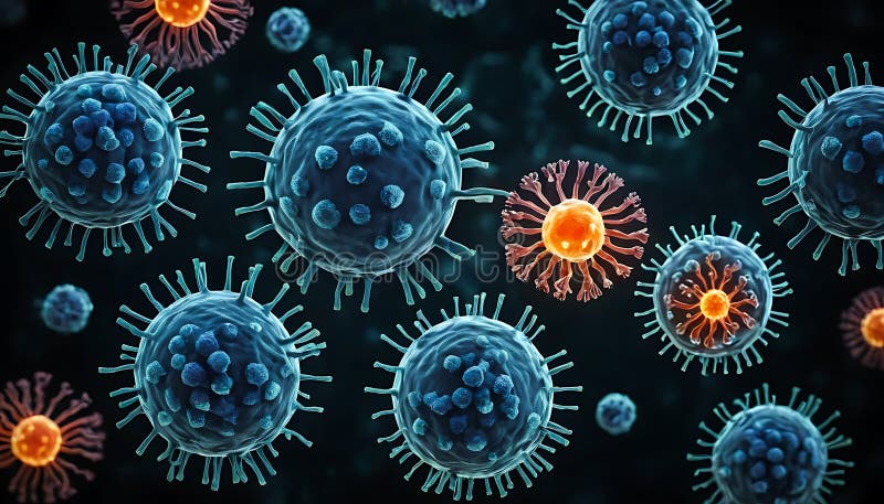 Viral Infection Visualization Stock Illustration - Illustration of ...