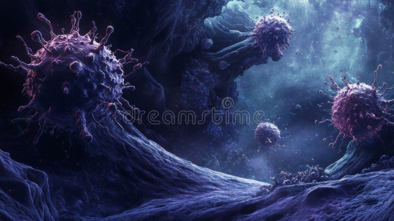 Viral Landscape Deep within Cellular Structures Stock Illustration ...