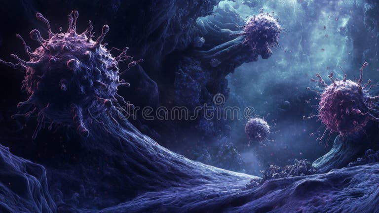 Viral Landscape Deep within Cellular Structures Stock Illustration ...