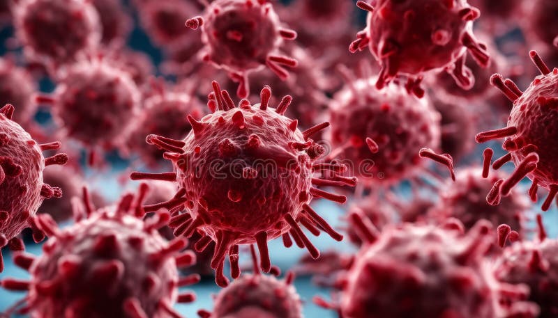 Viral Outbreak - a Microscopic View of a Cluster of Viruses Stock ...