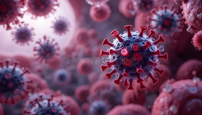 Viral Outbreak: Microscopic View Stock Illustration - Illustration of ...