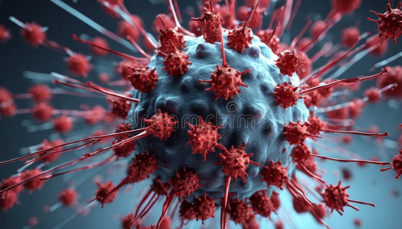 Viral Outbreak - a Microscopic View of a Virus Spreading Rapidly Stock ...