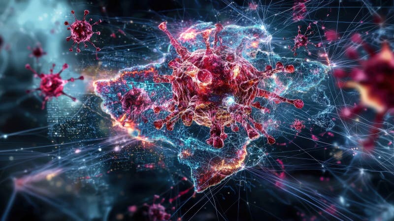 Viral Outbreak Simulation in a Sci-fi Digital Universe 3d Visualization of Disease Spread from ...