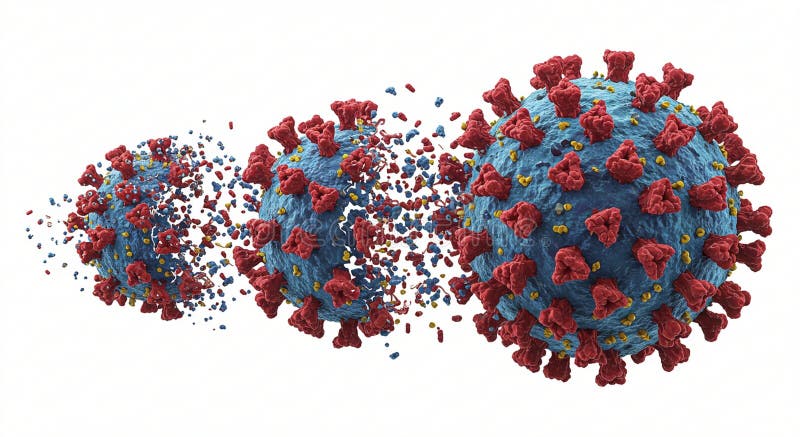 Viral Particle Breaking Down in Scientific Visualization Stock ...
