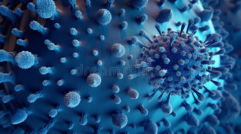 Viral Particle Microscopic Simulation Stock Illustration - Illustration ...