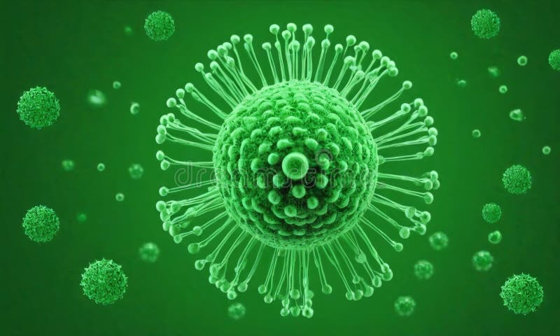 Viral Particle Render in Green Stock Photo - Image of microorganism ...