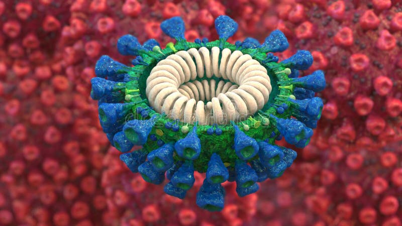 Viral Particle Structure with Surface Proteins Stock Illustration ...