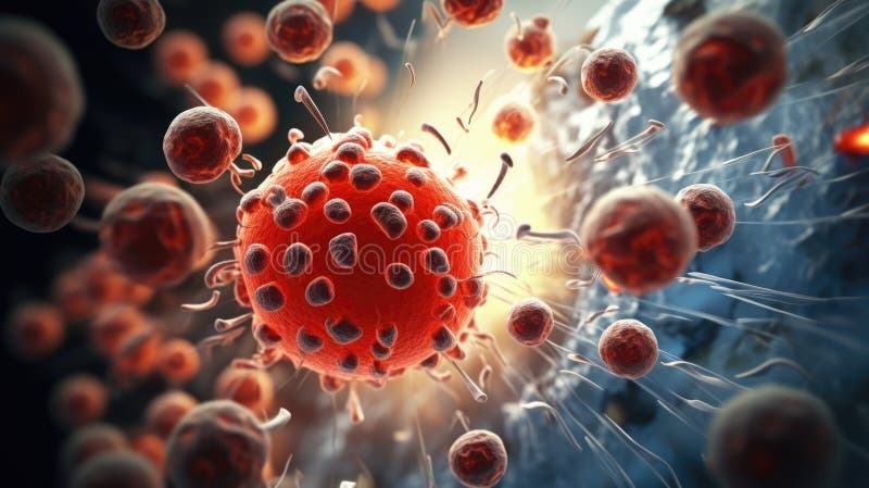 Viral Particles at the Cellular Level Stock Photo - Image of virus ...