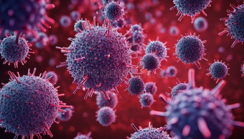 Viral Particles in a Microscopic View, Illuminated in a Striking Color ...