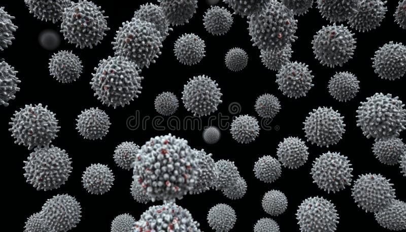 Viral Particles in a Microscopic View, a Scientific Representation of a ...