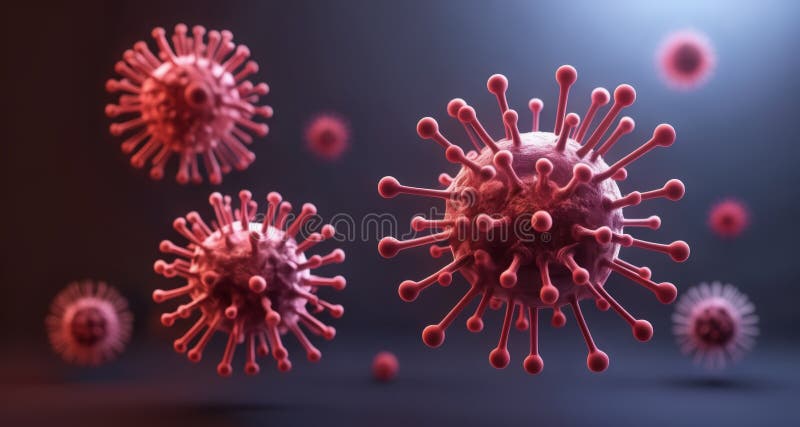 Viral Particles in Motion, a 3D Rendering of a Virus Stock Illustration ...