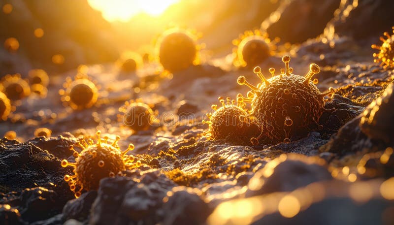 Viral Particles Representing Scientific Visualization of Diseases and ...