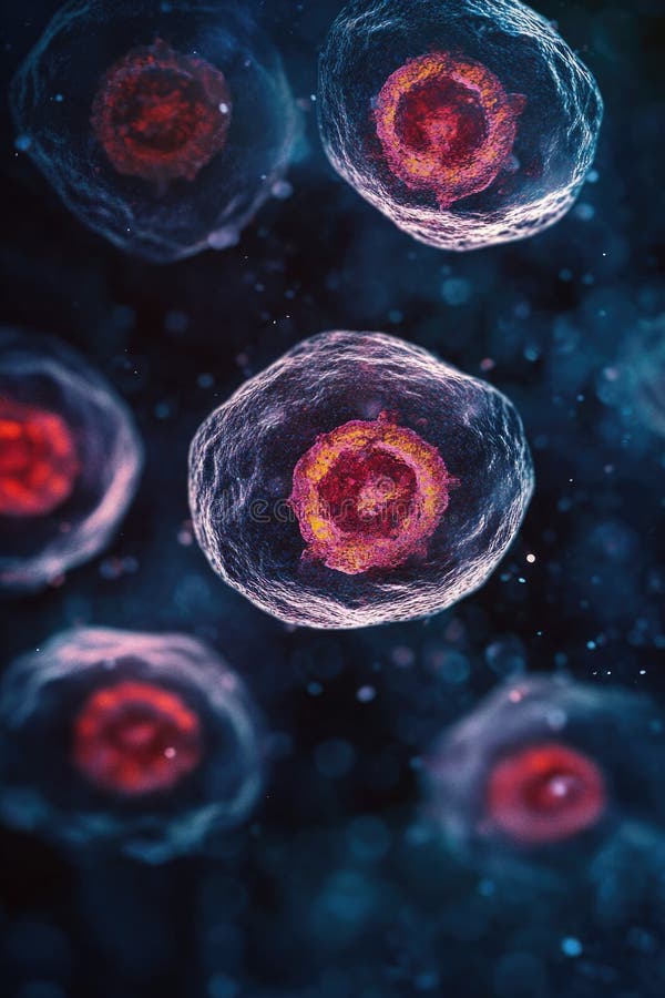 Microscopic View of Viral Infiltration in Cells Stock Image - Image of ...