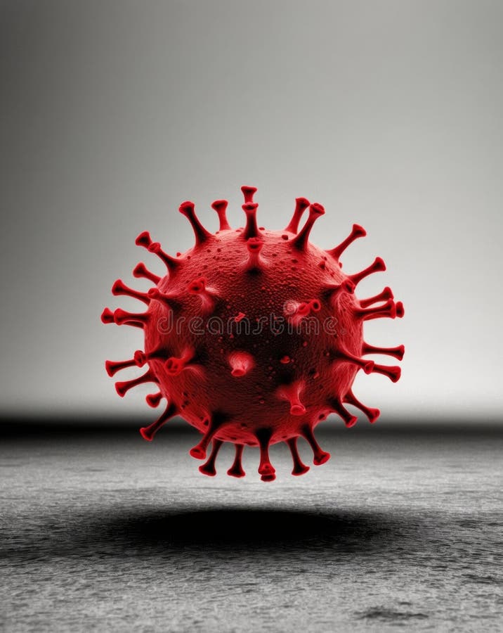 Viral Threat a Closeup of a Virus Particle with Red Spikes. Stock Photo ...