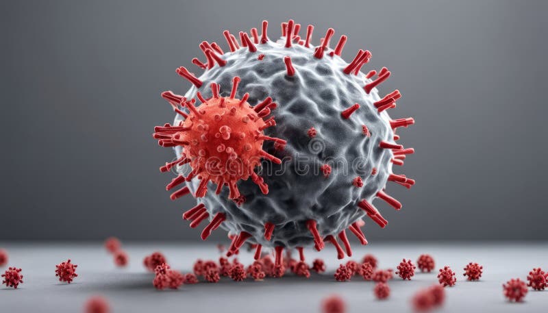 Viral Threat - a 3D Rendering of a Virus Particle Stock Illustration ...
