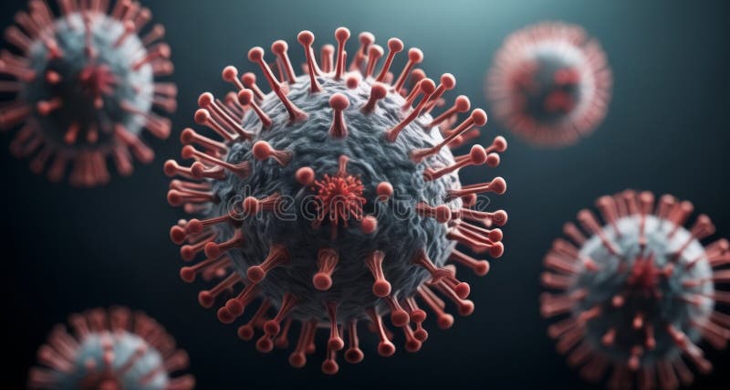 Viral Threat - a Microscopic View of a Virus with Spike Proteins Stock ...