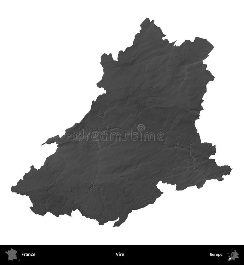 Vire, France, Isolated on White. Grayscale Stock Illustration ...