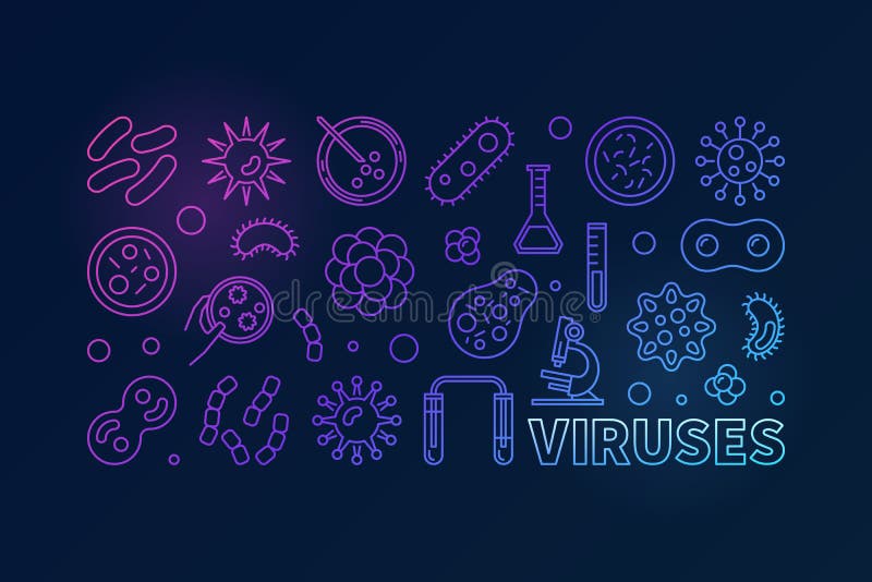 Viren Vector Die Farbige Illustration, Die Mit Viruslinie Ikonen ...