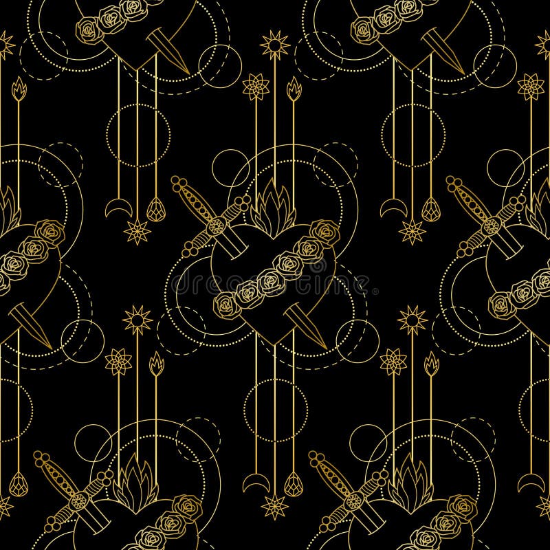 Virgen Inmaculada Mary Seamless Pattern Del Corazón Ilustración del ...