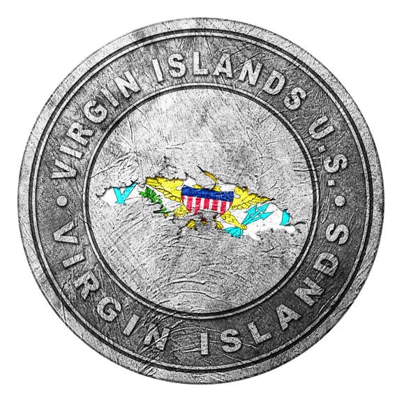Virgin Islands US Flag Button with Map Stock Illustration ...