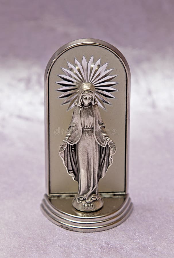 Silver Statue of the Virgin Mary with the Baby Jesus Christ in H Stock ...