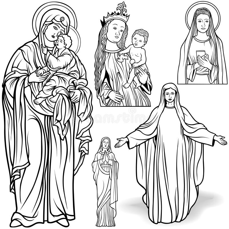 Virgin Mary Outline Stock Illustrations – 427 Virgin Mary Outline Stock ...
