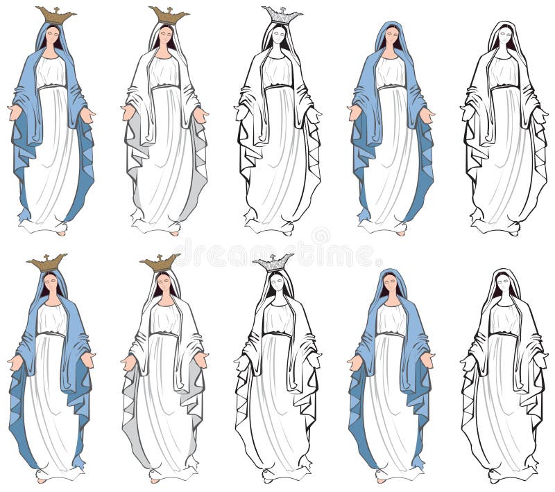 Praying Virgin Mary stock vector. Illustration of catholicism - 86936067