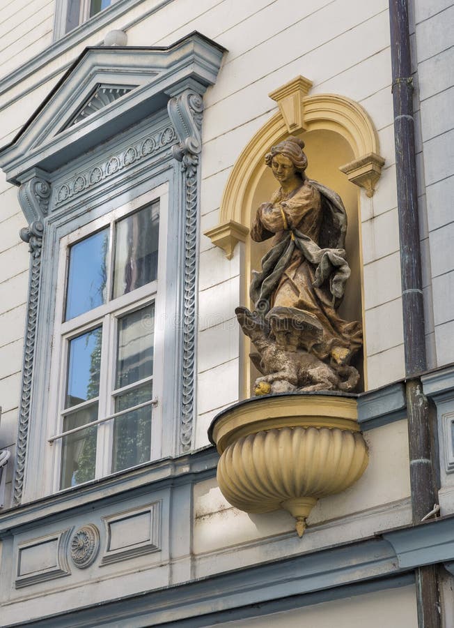 Virgin Mary Wall Statue in Maribor, Slovenia Stock Photo - Image of ...