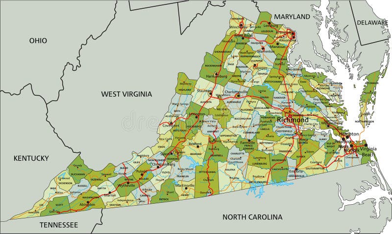 Detailed Editable Political Map with Separated Layers. Virginia Stock ...