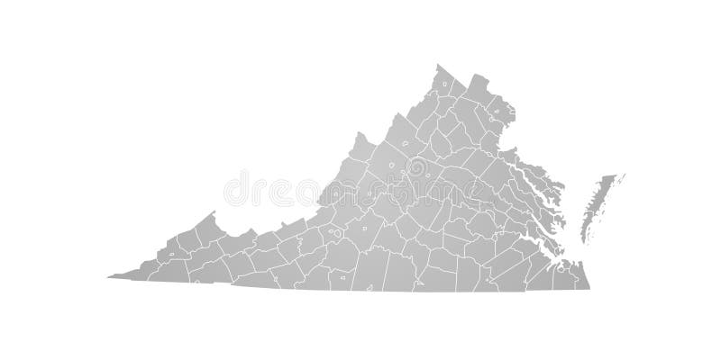 Virginia Administrative Map. Counties Map of Virginia with Color, Blank ...