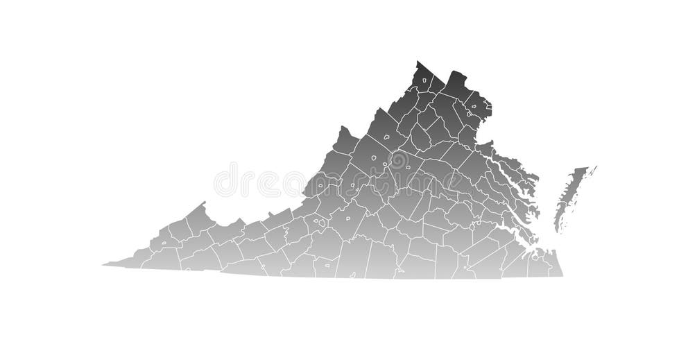 Virginia Administrative Map. Counties Map of Virginia with Color, Blank ...
