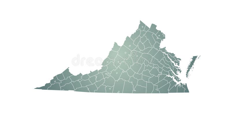 Virginia Administrative Map. Counties Map of Virginia with Color, Blank ...