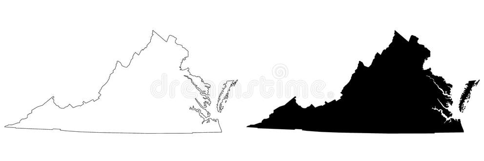 Virginia Administrative Map, Virginia Outline and Counties State Map ...