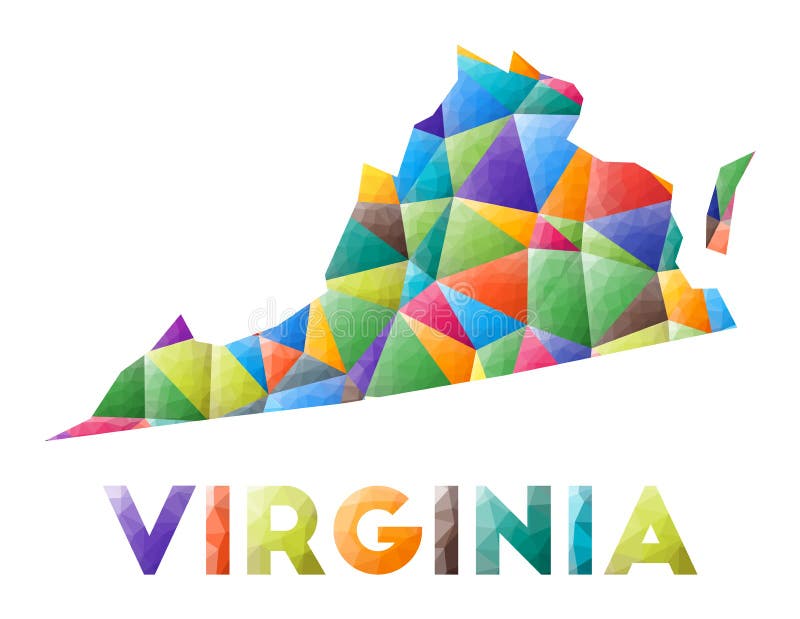 Low poly map of Virginia. stock vector. Illustration of northern ...