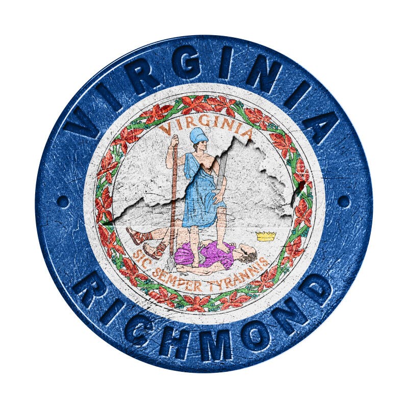 Virginia Flag Button with Map Stock Illustration - Illustration of ...