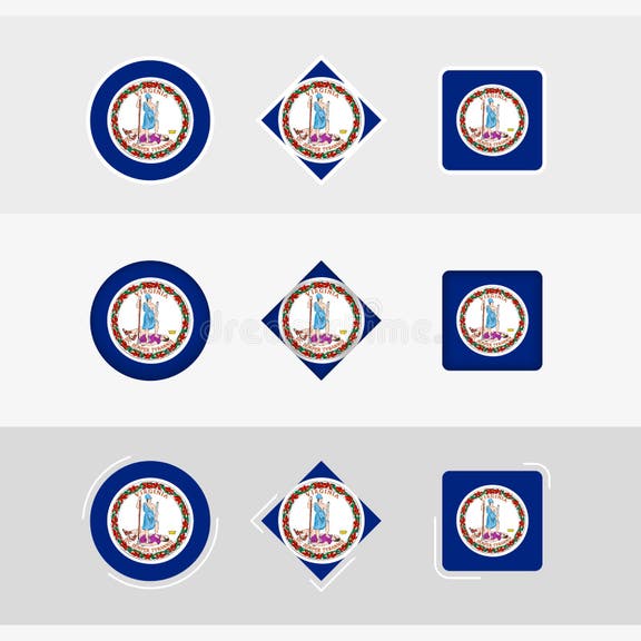 Virginia Flag Icons Set, Vector Flag of Virginia Stock Vector ...