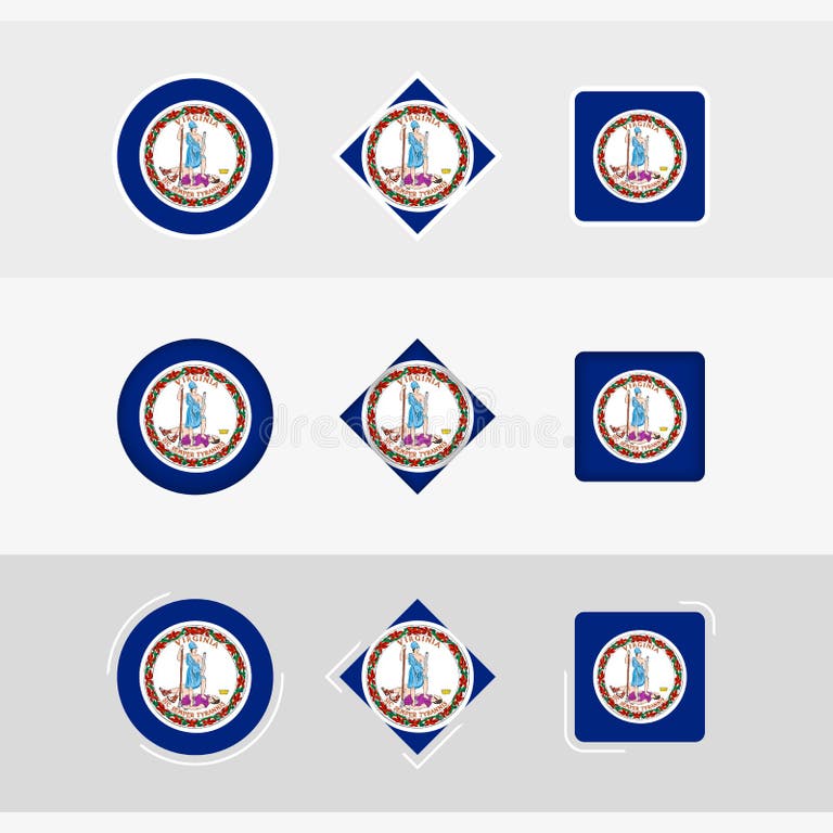 Virginia Flag Icons Set, Vector Flag of Virginia Stock Vector ...