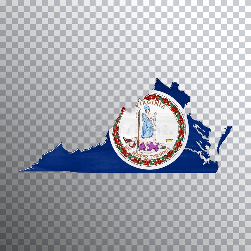 Virginia Flag and Map, Transparent Background Stock Illustration ...
